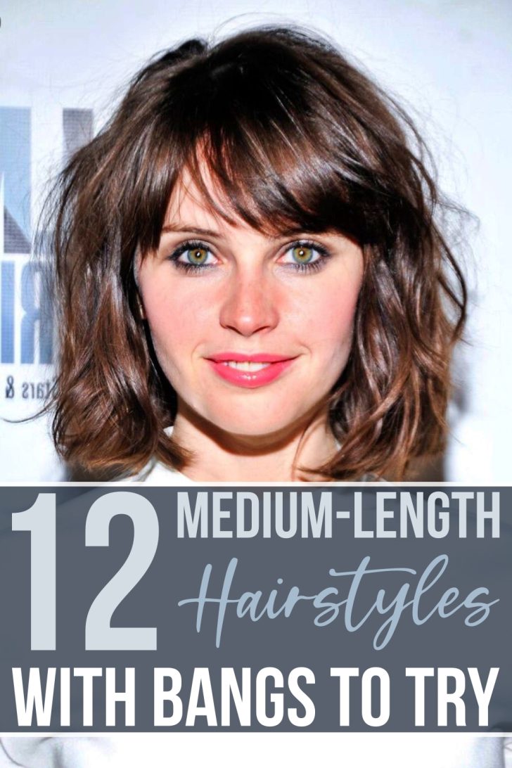 12 Medium-Length Hairstyles With Bangs To Try In 2024